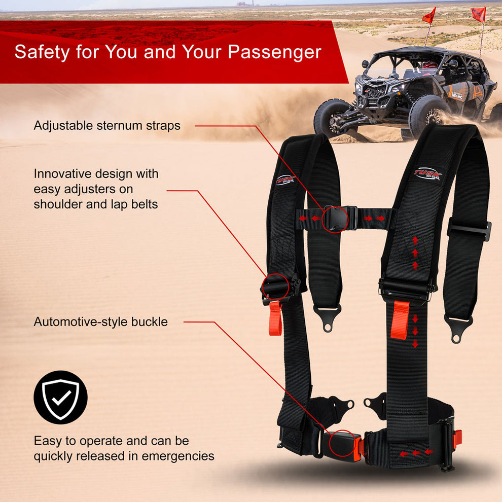 Tusk 4 Point 3 inch H-Style Safety Harness Honda Talon 1000R-4 Fox Liv