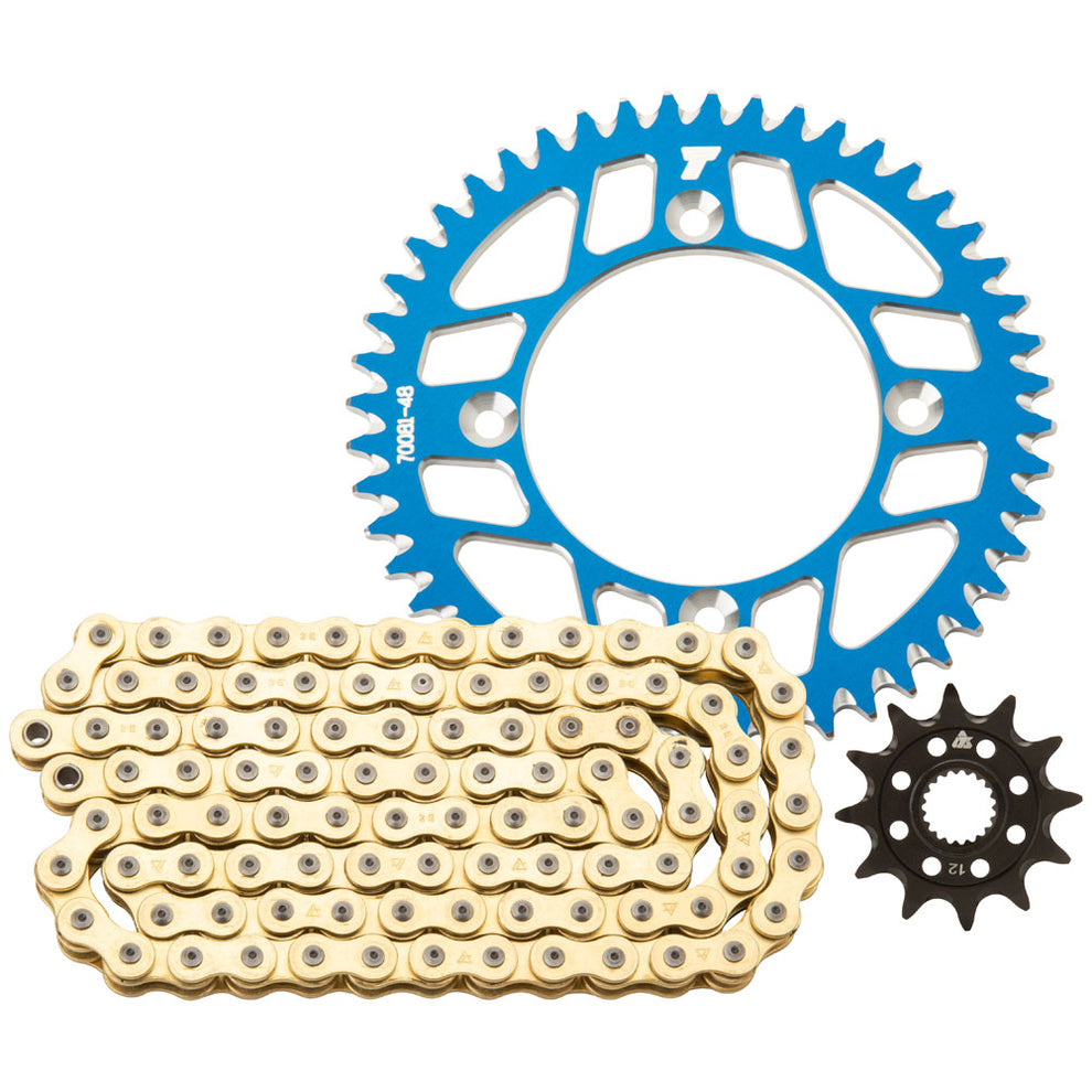 Tusk Chain and Sprocket Kit - Aluminum Rear/Gold X-Ring Chain Yamaha Y